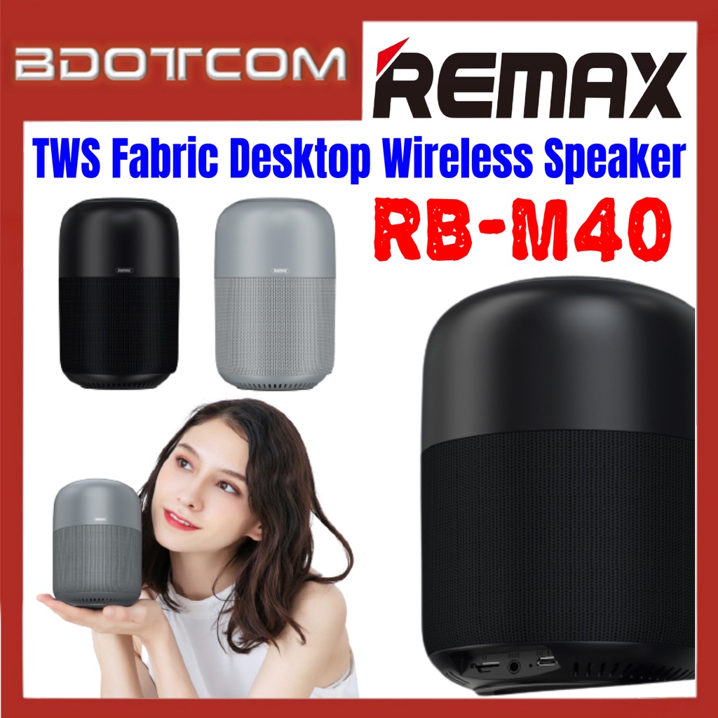 Remax RB-M40 TWS Fabric Desktop Bluetooth Wireless Speaker support TF Card / AUX for Office ...