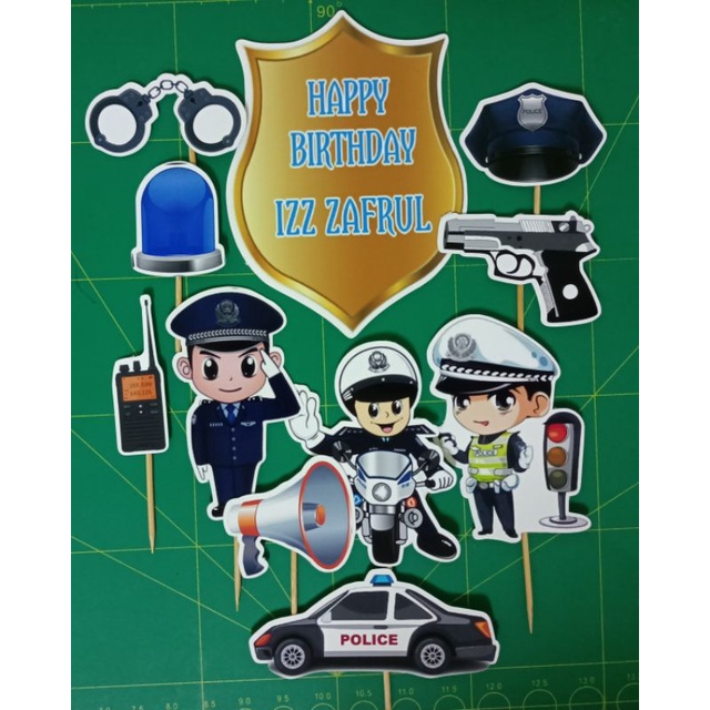 POLICE CAKE TOPPER (FREE ADD NAME) | Shopee Malaysia