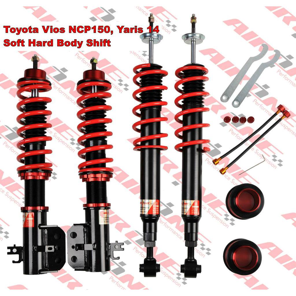 Toyota Vios NCP150 NSP151 Monotube Soft Hard Height Adjustable absorber ...