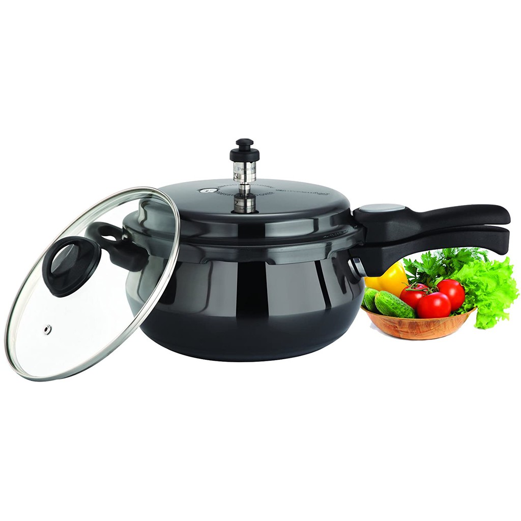 Premier Trendy Black Cucina Handi Pressure Cooker with glass lid – 5 ...