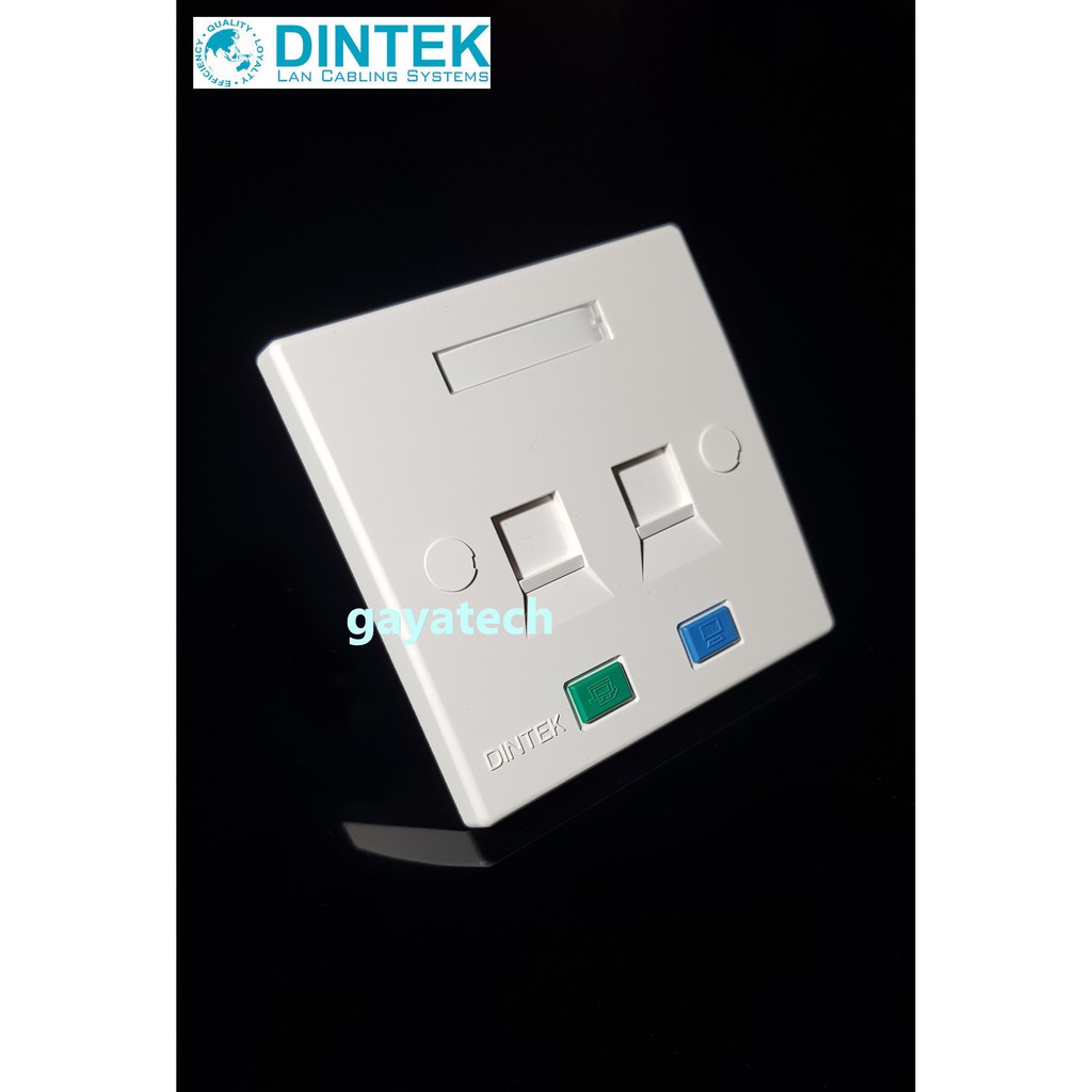 Dintek 2 Port UK STYLE Wall Plate (Faceplate) with Shutter - Ready ...