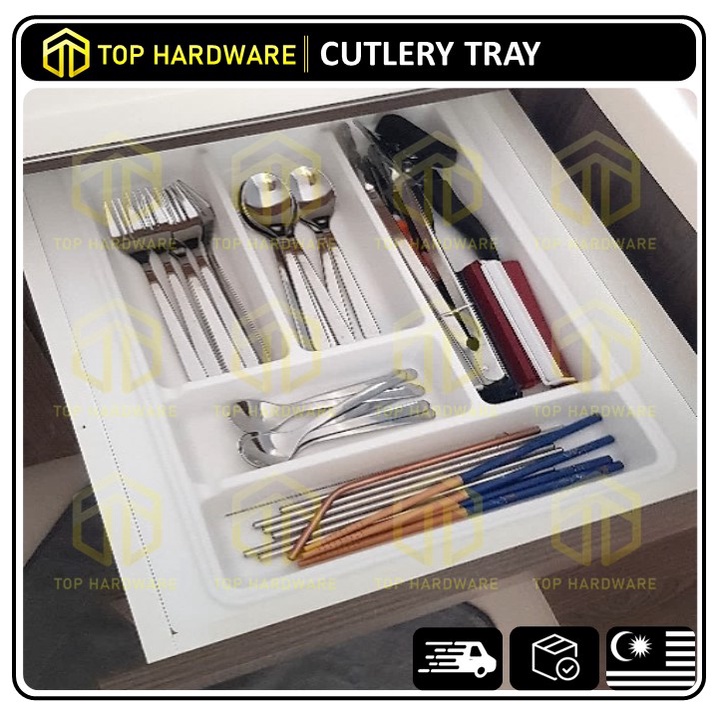 TOP🇲🇾 ABS Spoon Cutlery Tray Inserts For Kitchen Drawer White Spoon ...