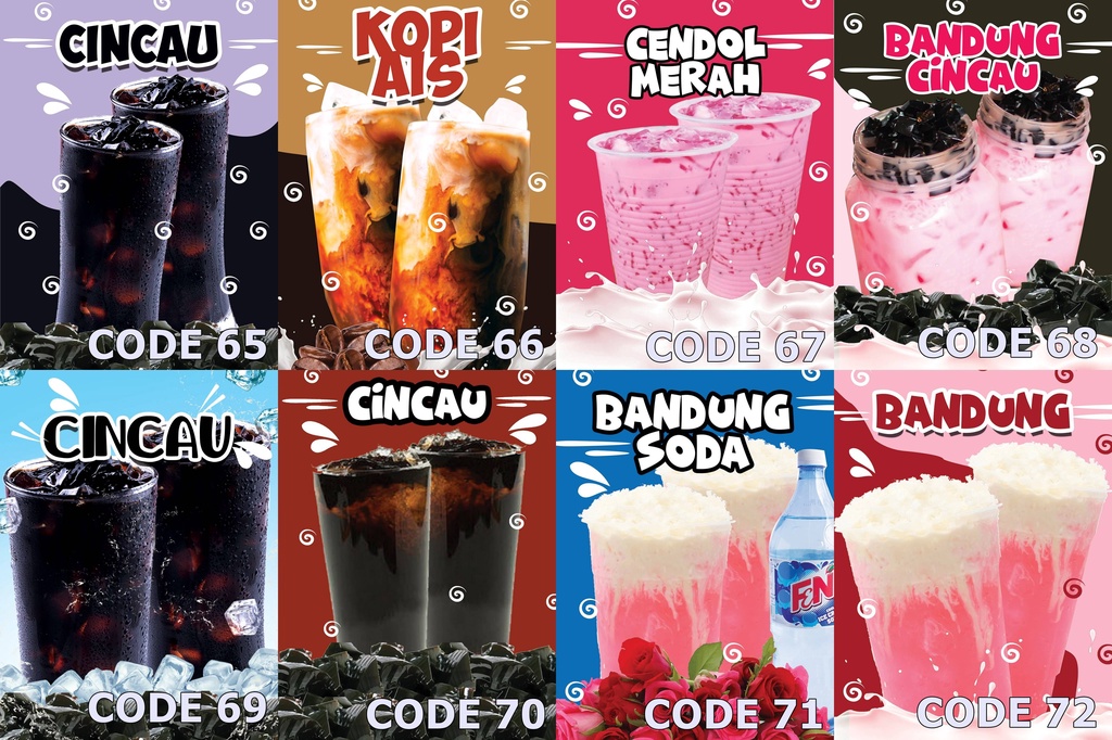 Sticker Air Balang Stiker Jus Buah Kelapa Teh Ais Green Tea Label ...