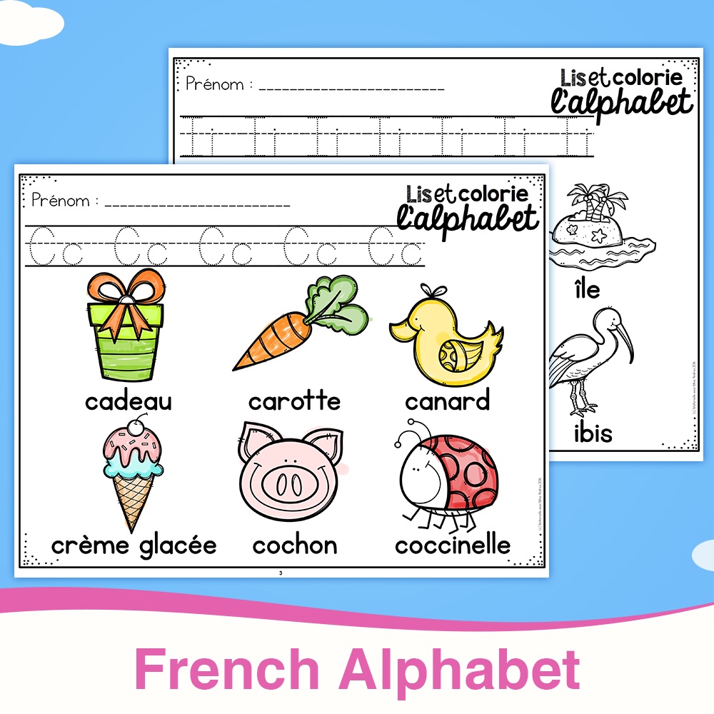 French Letter Alphabet Learning Books for Kids Baby Color Drawing ...