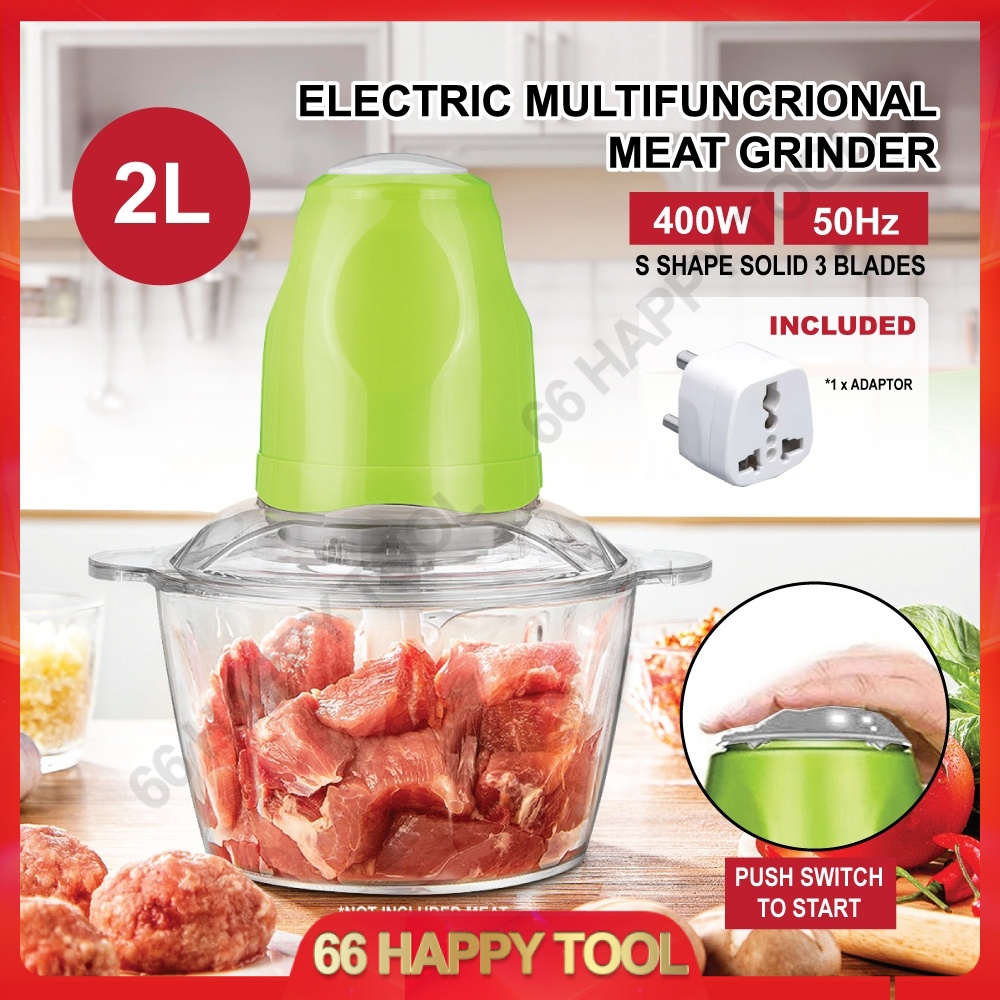 Electric Multifunctional Meat Grinder 2L Kitchen Grinder 400W Mincer Chopper Slicer Automatic ...