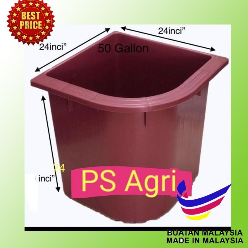 50 Gallon Water Tub Polymate Tank / Kolam Air 50 Gallon/Tong Mandi ...