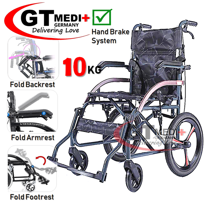 W05-10 GT MEDIT GERMANY Ultra Lightweight Wheelchair Foldable Travel Transport Wheel Chair ...