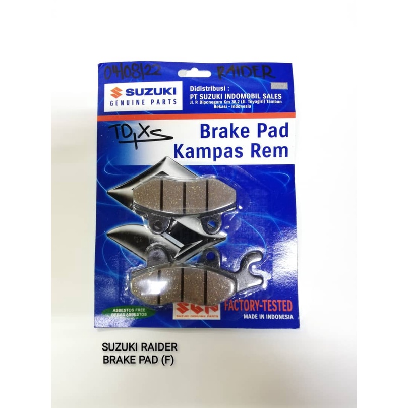 SUZUKI RAIDER BRAKE PAD FRONT AND REAR ORIGINAL SUZUKI | Shopee Malaysia