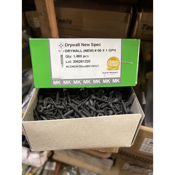 MK #6 X 1" BLACK DRYWALL SCREW GPH (1000PCS) WOOD SCREW WALL PLUG ...