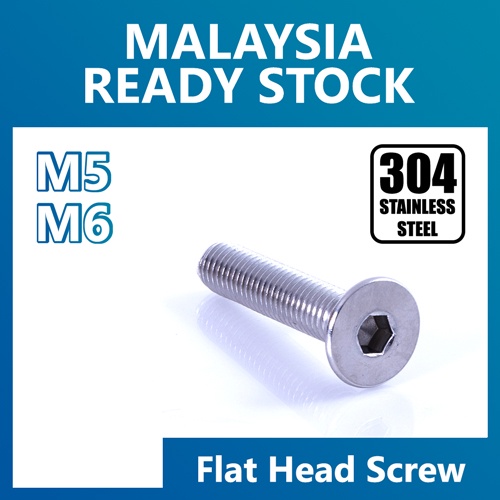 M5 M6 Countersunk Screw Flat Head Screw 304 Stainless Steel SHINY SURFACE Allen Bolt DIN7991 ...