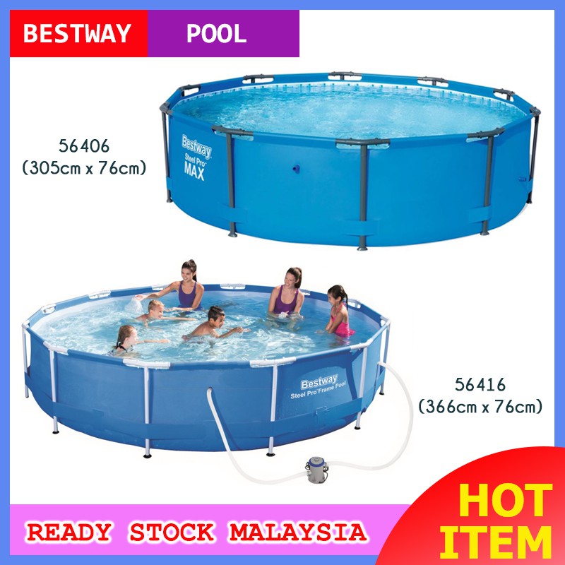 BESTWAY Steel Pro Max & Steel Pro Frame Pool Set Large For Outdoor ...
