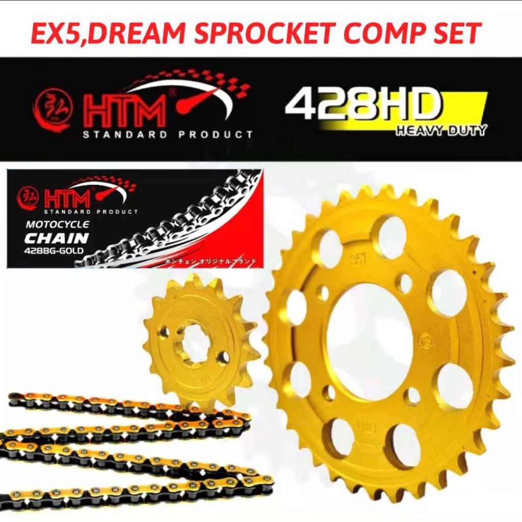 428XDG-96L EX5 DREAM GBO C70 HONDA SPROCKET SET RACING GOLD HTM MOMO19 ...
