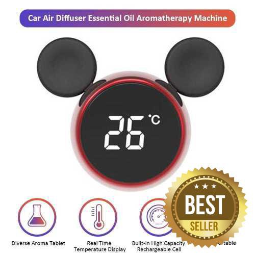 Car Air Diffuser Essential Oil Aromatherapy Machine Temperature Display ...
