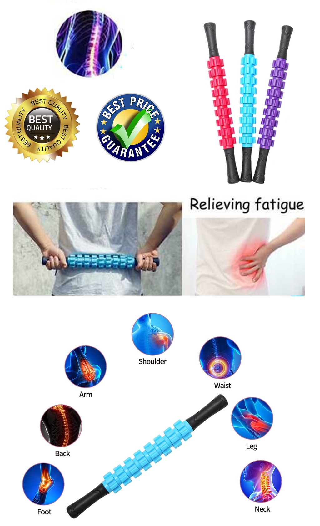 🔥 ADSports M2 / M3 / 12 Wheels Muscle Massager Roller Stick Relieve ...
