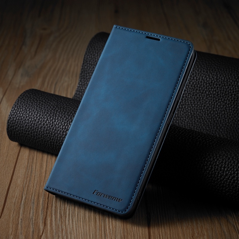 Forwenw Leather Flip Cover for iPhone 16 15 14 13 12 Pro Max Pure Color ...