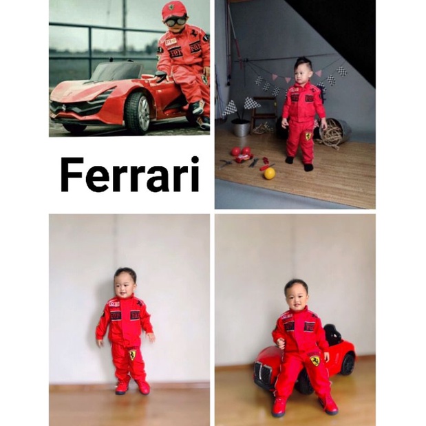 (Racing Cars) F1 Ferrari set kids costume Only and separate cap ...