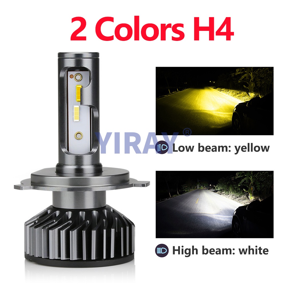 1 pair 2 color H4 LED Headlamp car Headlight HB2 9003 Hi/Low Beam High ...
