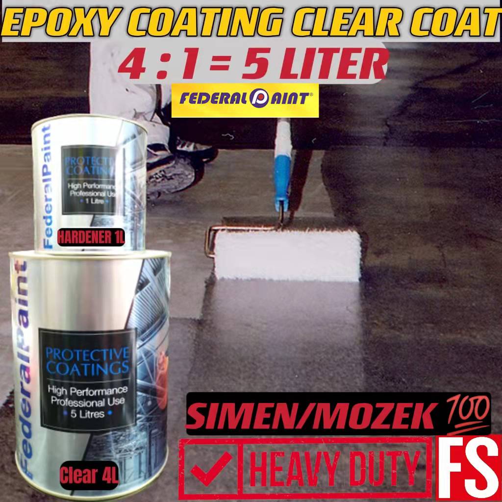 (5L CLEAR COAT Epoxy FEDERAL PAINT ) Epoxy Colour Flake Coating Clear ...