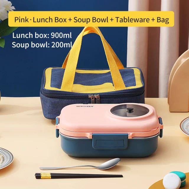 304 Stainless Steel Camera Lunch Box + Insulation Bag + Cutlery Set / 2 ...