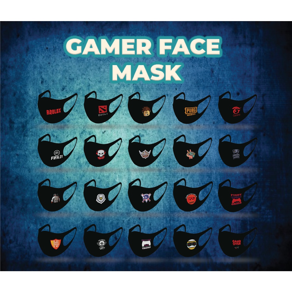 Face Mask Gaming PUBG / Mobile Legends / FIFA / Garena / Fortnite ...