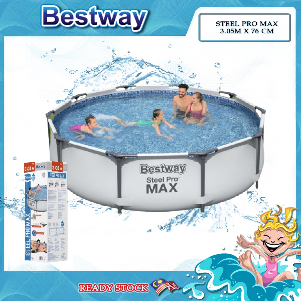 Original Bestway 56406 Above Ground Pool Easy Assemble Round Gartenpool ...
