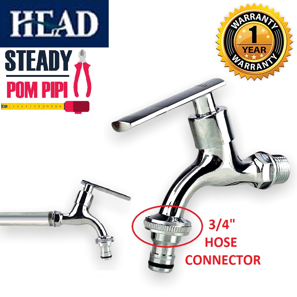 HEAD HDFC-6614 WALL BIB TAP WITH 3/4" HOSE CONNECTOR / KEPALA PAIP AIR ...