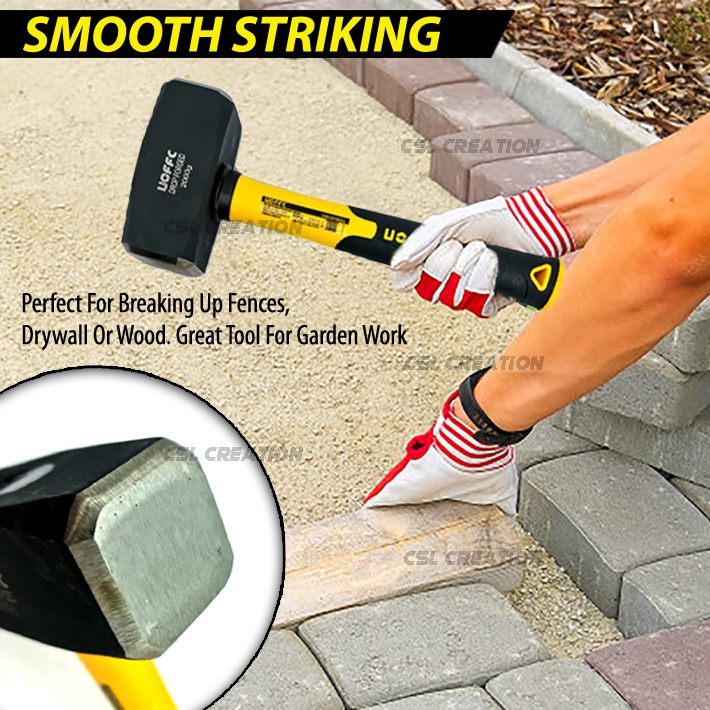 UOFFC 1000G 1500G 2000G Stoning Hammer Fiberglass Handle Club Hammer ...