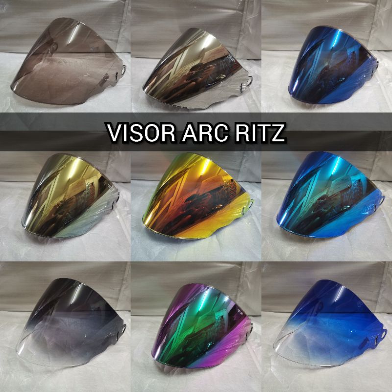 VISOR ARC RITZ RAINBOW 2 TONE TWO DUA SMOKE TINTED CROMAX SILVER CHIROME SIANG MALAM ORANGE BLUE ...