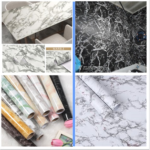 Wallpaper Jubin / marble sticker cabinet wallpaper wallsticker | Shopee ...
