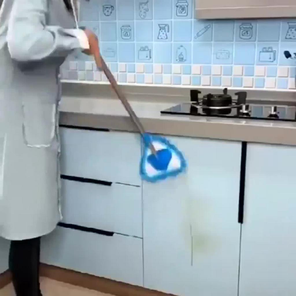 Segi Tiga 360 Mop Lantai Serbaguna Rotatable Triangle Cleaning Mop Flat ...