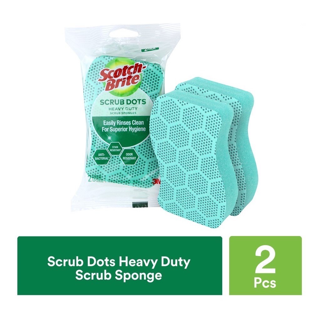 3M Scotch Brite Scrub Dots Heavy Duty Scrub Sponge (2 Pcs/Pack ...