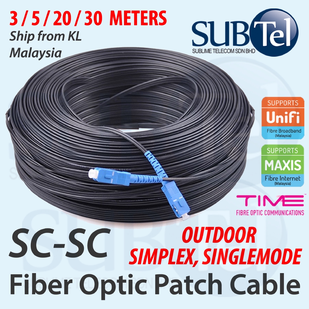 SC-SC Armored FTTH Fiber Drop Cable Single Mode Patch Cord Simplex 9/ ...