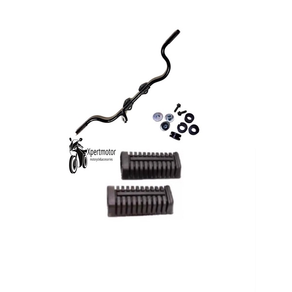 HONDA EX5 CLASS FRONT FOOT REST BAR STEP BAR WITH FOOTREST RUBBER SET ...