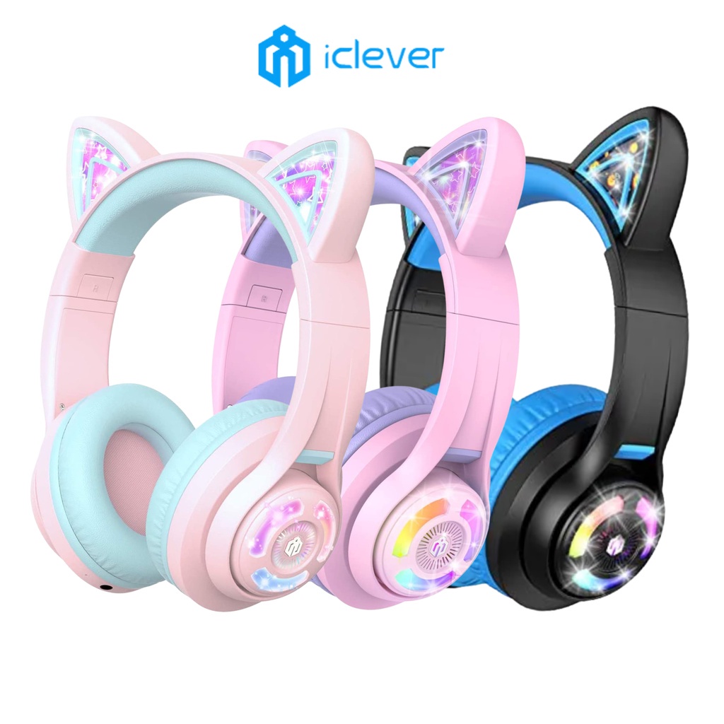 iClever Cat Ear Bluetooth RGB LED Kids Headphones BTH13 | Shopee Malaysia