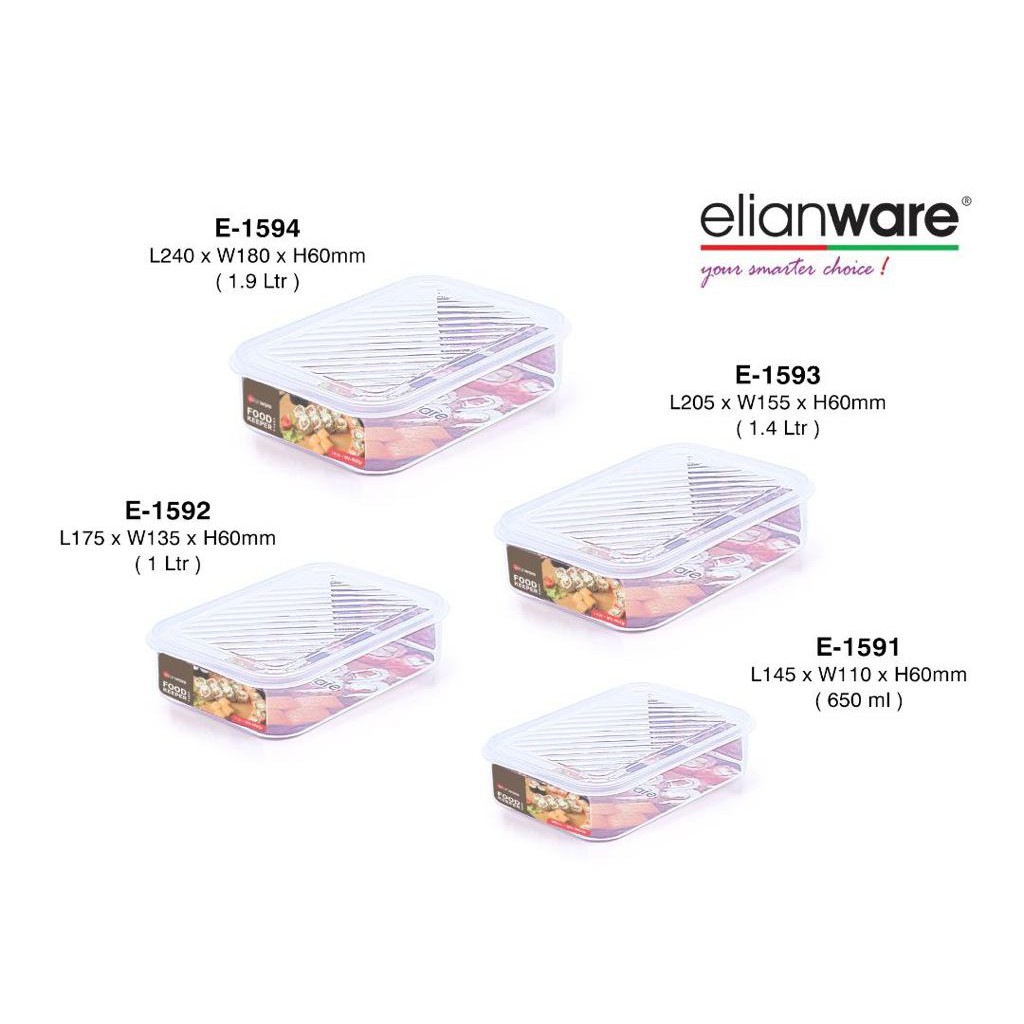 Elianware E-1591/E-1592/E-1593/E-1594 Rectangular Transparent/Clear BPA ...