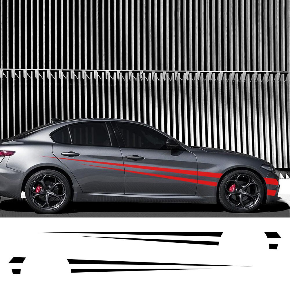 2pcs Car Sticker Long Side Stripe Decals Auto Vinyl Wrap DIY Decoration ...