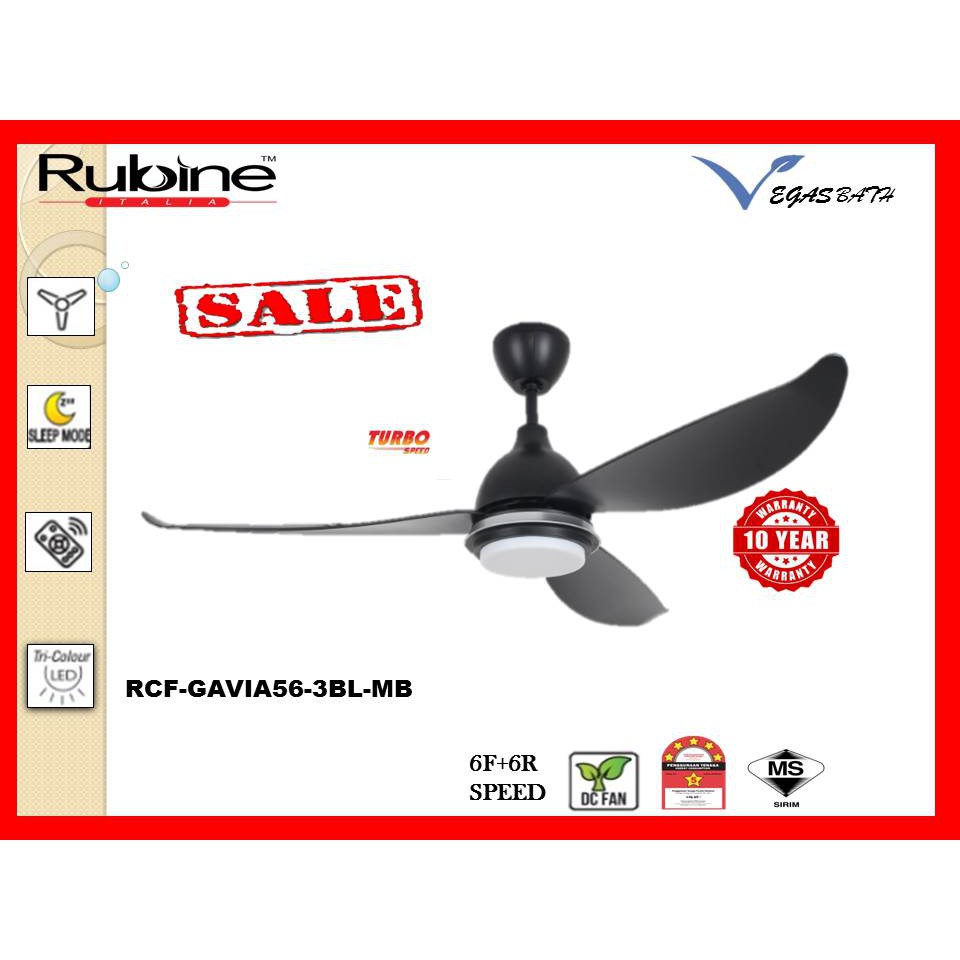 CEILING FAN FREE INTALLATION RUBINE ( RCF-GAVIA56-3BL-MB ) | Shopee Malaysia