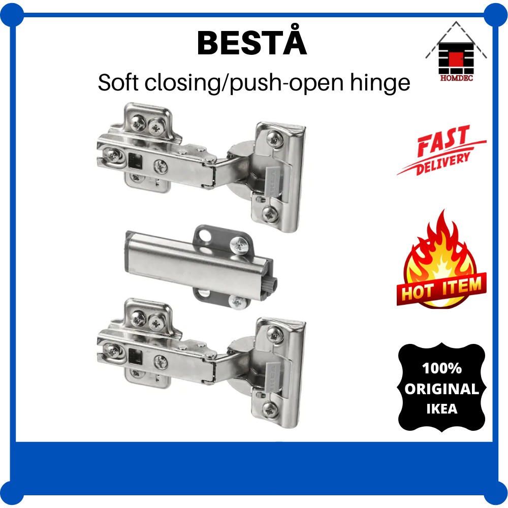 IKEA BESTA Soft closing/push-open hinge, 2 pieces I Engsel tutup dgn ...