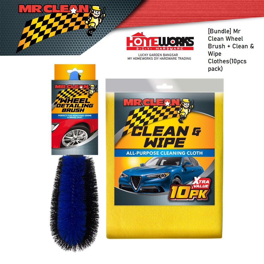 Mr Clean Wheel Brush + Clean & Wipe Clothes(10pcs pack) (Combo ...