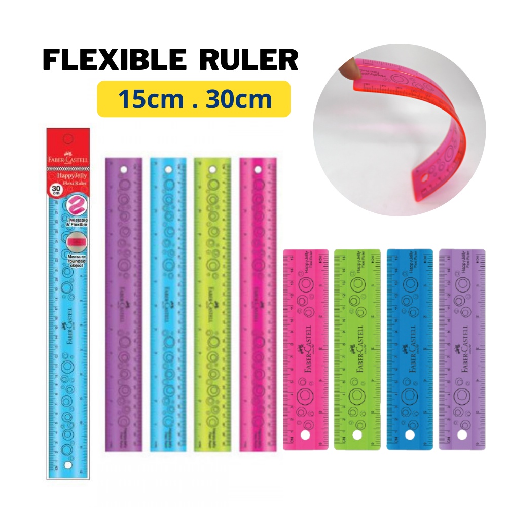 Faber Castell Happy Jelly Flexi Ruler (15cm/30cm)/ Flexible Ruler/Jelly ...