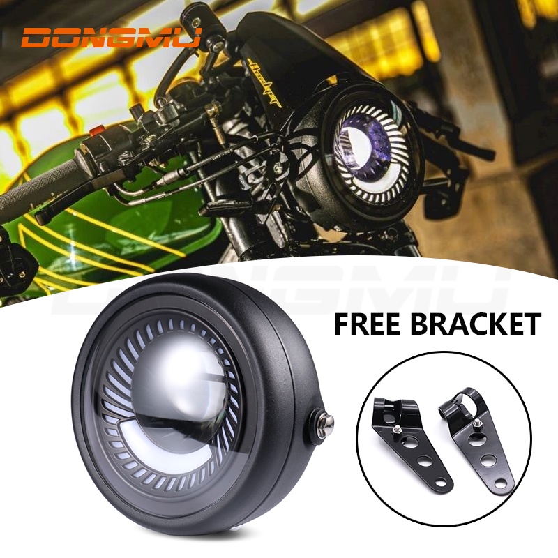 Retro 6.5 LED Motorcycle Headlight DRL Motobike Headlamp Fog High Low ...