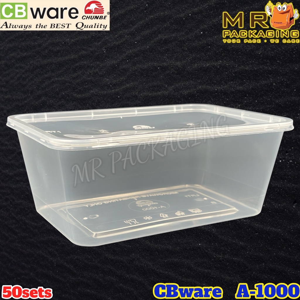 CB A1000 Rectangular Container With Lid [ 50sets± ] 1000ml Disposable ...