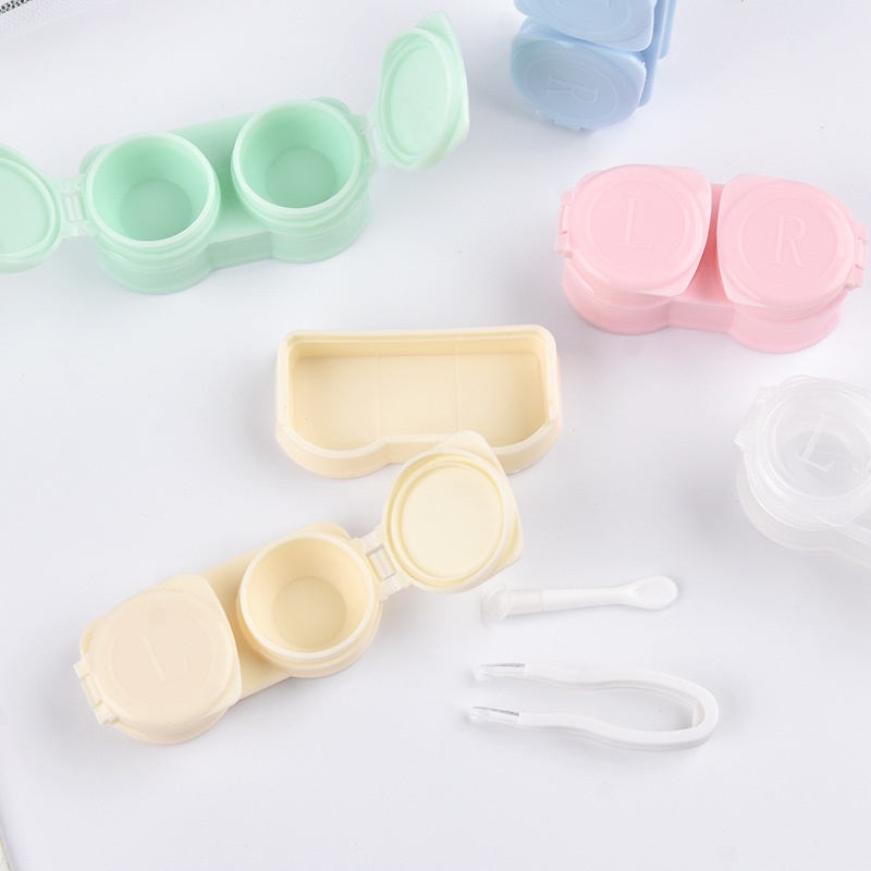 Simple Contact Lens Case Cute Color Press Flip Design Beauty Contact ...