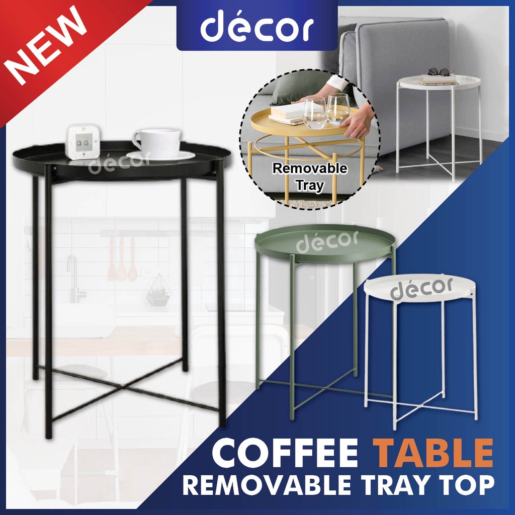Coffee Table Metal Removable Tray Top Side Table Gladom Tray Table ...