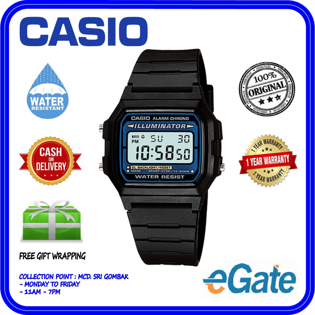 Casio F-105W-1A Men & Kids Digital Classic Black Strap Blue Line ...
