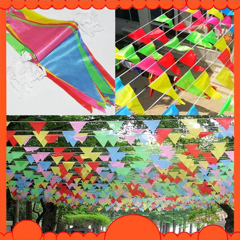 50m Triangle Assorted Color Pennant Flags String Banner Buntings ...