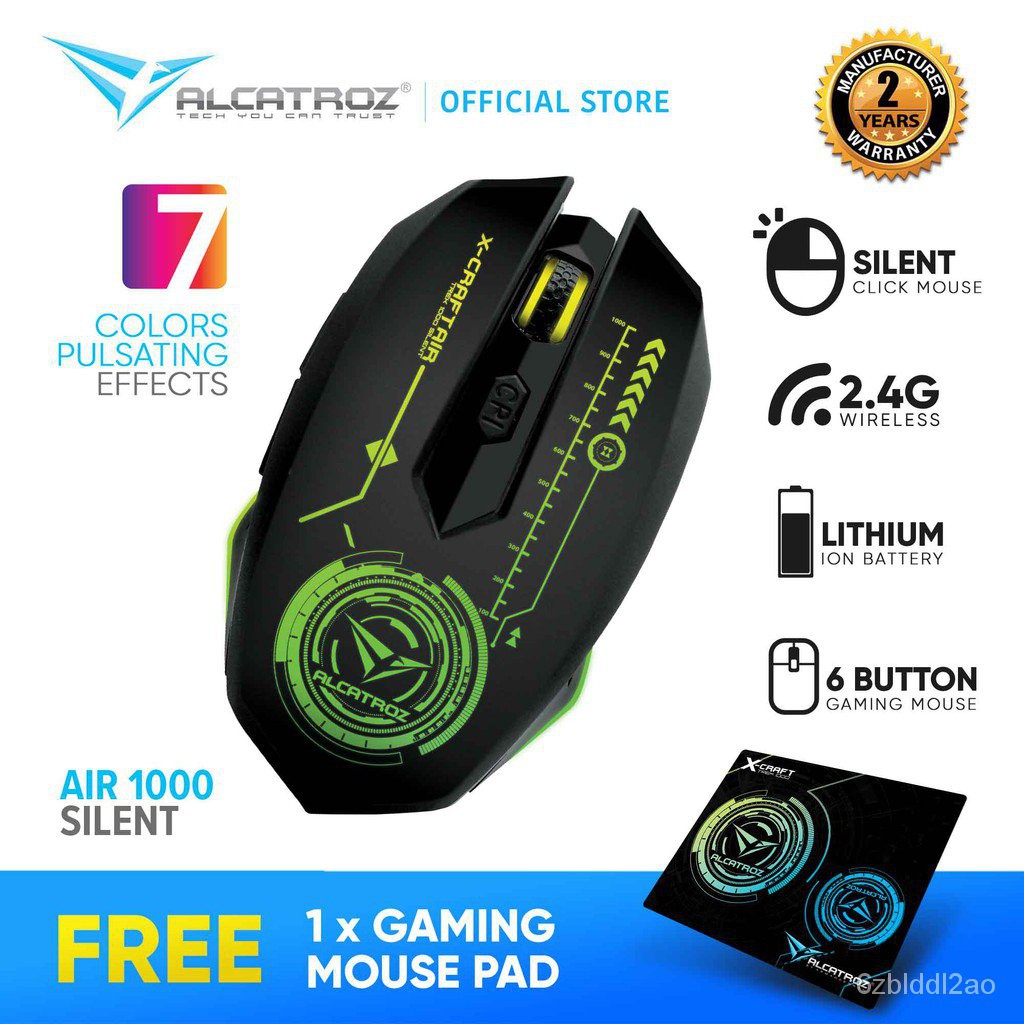Alcatroz X-Craft Air Silent Wireless Gaming Mouse [FOC Mouse Pad] I79G ...