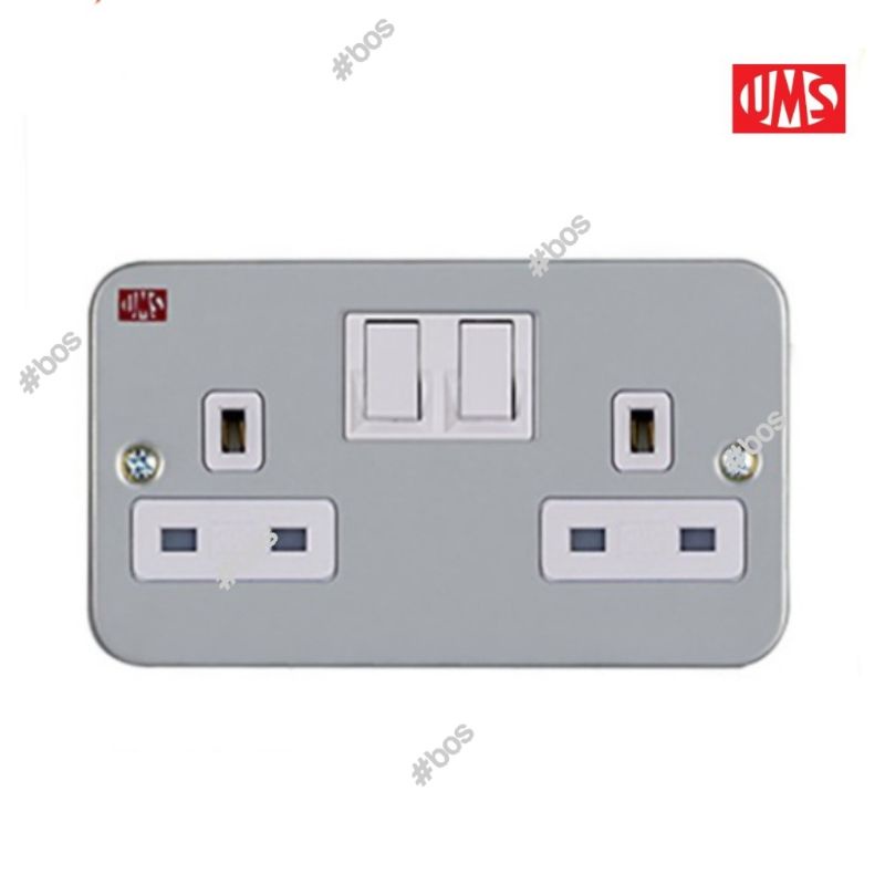 UMS 13A Metal Clad Double Switch Socket Outlet 2213M | Shopee Malaysia