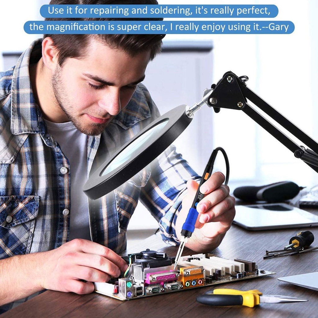 Modes 10X Magnifying Glass Desk Lamp 3 Color Modes Illumination ...