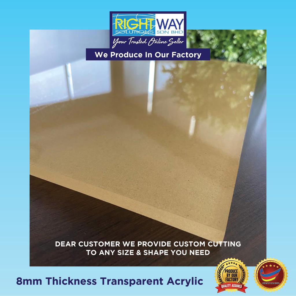 8mm THICKNESS DIY TRANSPARENT ACRYLIC SHEET (SIZE - 300mm x 210mm ...